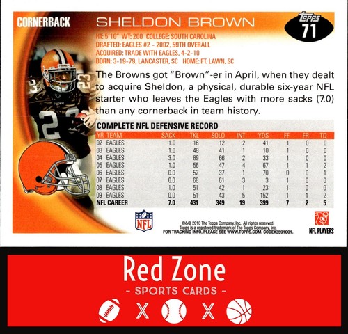2010 Topps - #71 Sheldon Brown NM Set Break. | eBay