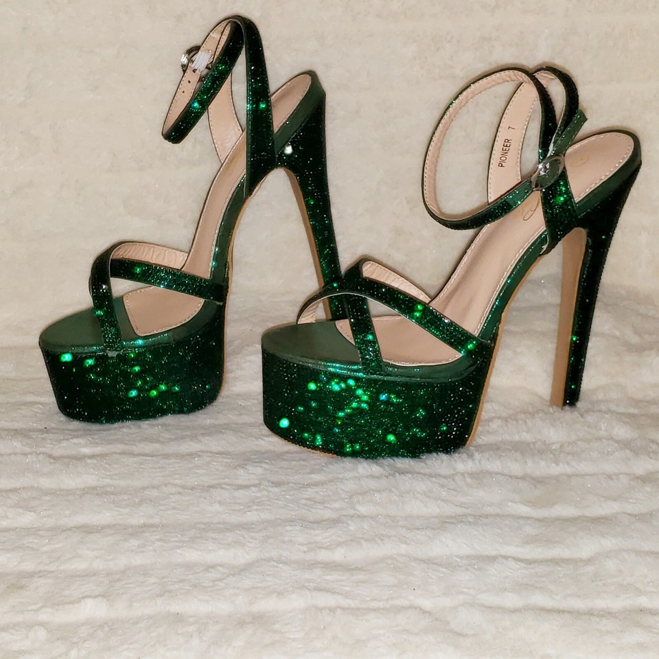 Bejeweled Pandora Emerald Green Sparkling Rhinestone Platform 6.5 ...