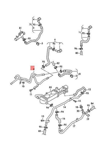 Genuine VW SKODA AUDI SEAT Beetle Cabrio Bettle Caddy Coolant Pipe ...