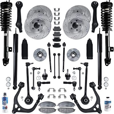 34pc Front & Rear Drilled Rotors Pads + Control Arms Struts Kit for 300 ...