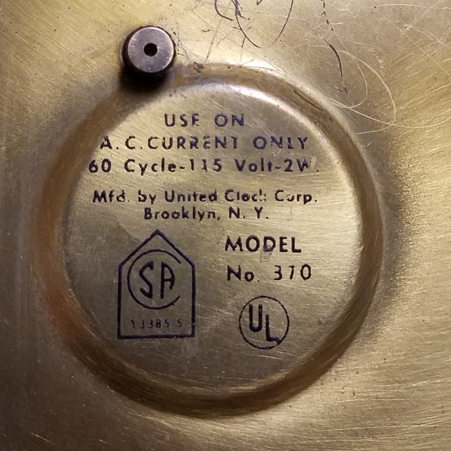 Vintage Brass Wall Clock UNITED CLOCK CORP Brooklyn NY 8" round model ...