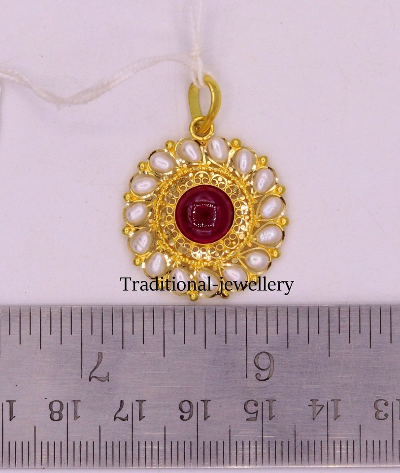 22K YELLOW GOLD HANDMADE NICE PENDANT WEDDING ANNIVERSARY GIFTING ...
