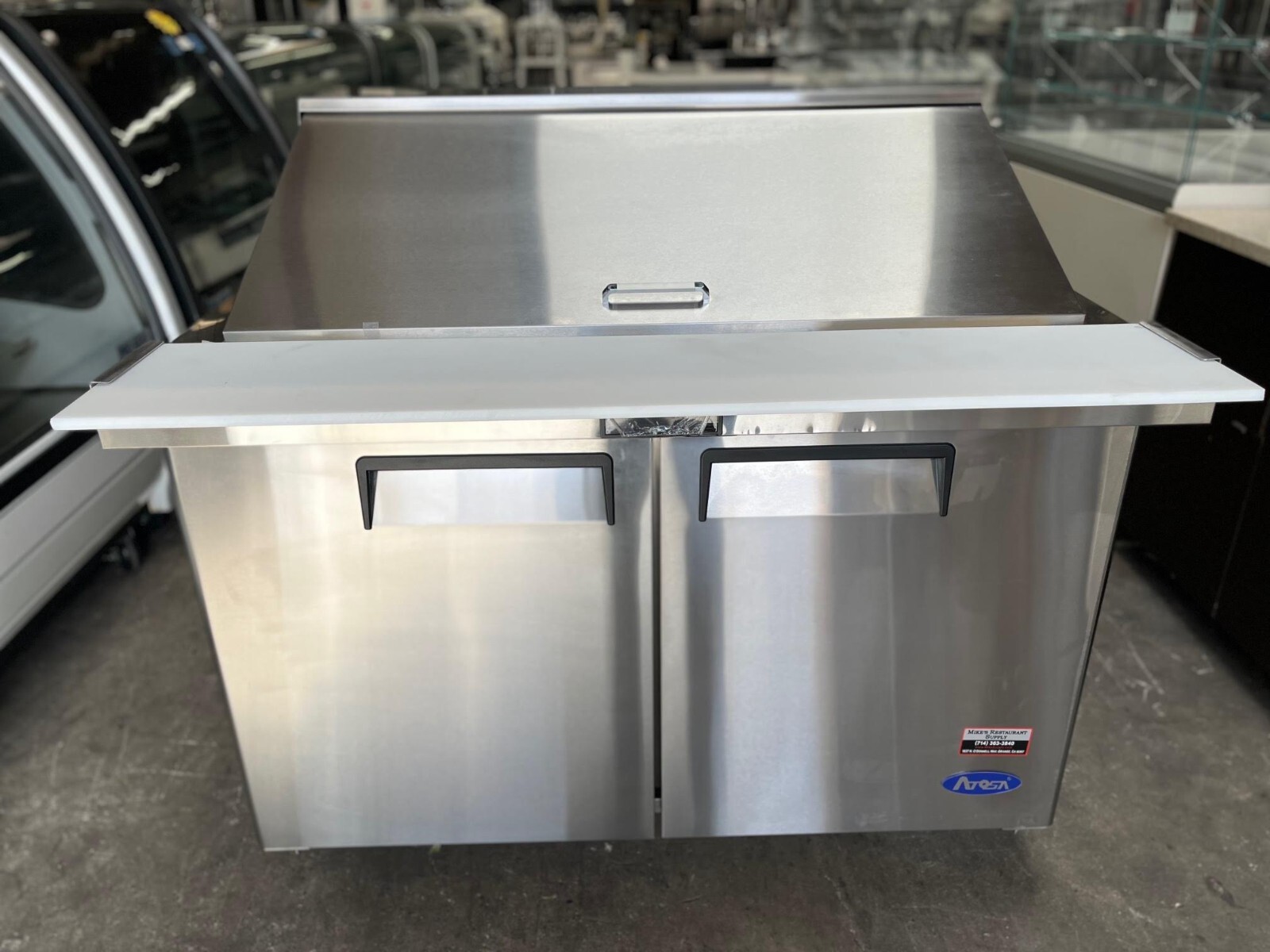 2 Door 48" Refrigerated Mega Top Prep Table Cooler NSF Atosa MSF8306GR ...