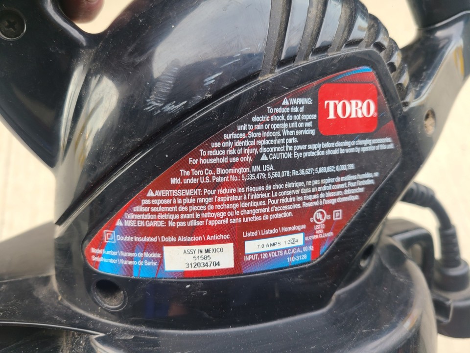 Toro 51585 Power Sweep Electric Leaf Blower 7 Amp 2-Speed (TESTED) | eBay