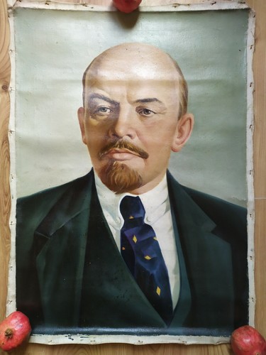 RARE Vintage Oil Painting Portrait Lenin Soviet USSR Socialist realism ...