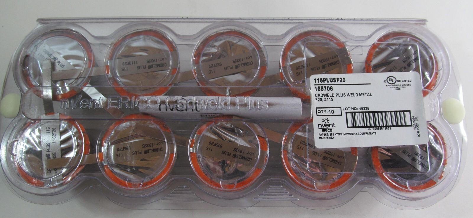 NEW 2024 10-PACK NVENT ERICO 115PLUSF20 CADWELD PLUS WELD METAL F20 ...