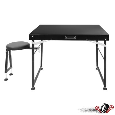 Long Range Shooting Table Black Padded Seat w/ Adjustable Legs & Built ...