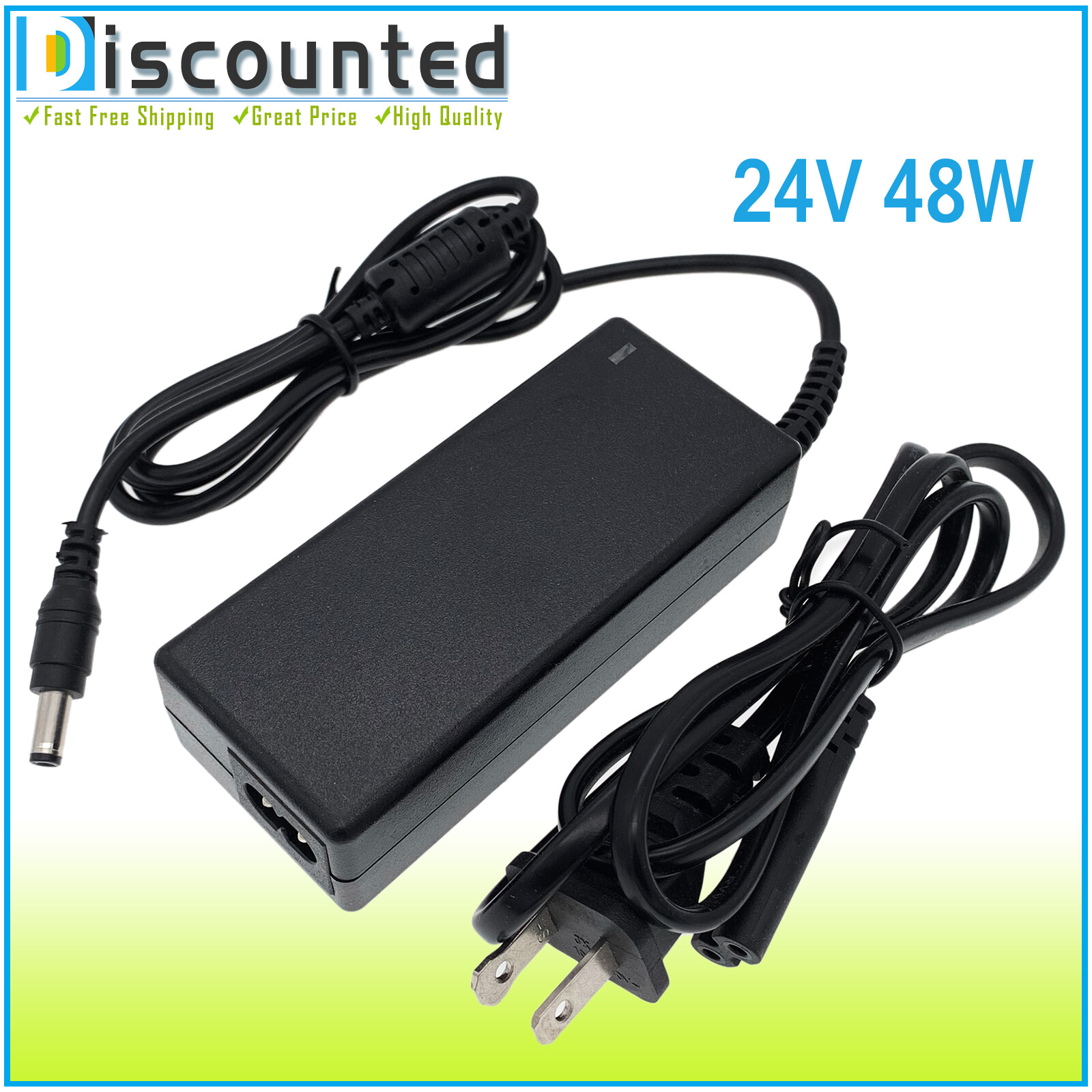 24V DC 2A Power Supply Adapter 100-240V AC Input 24 VDC 2Amp Output 5 ...