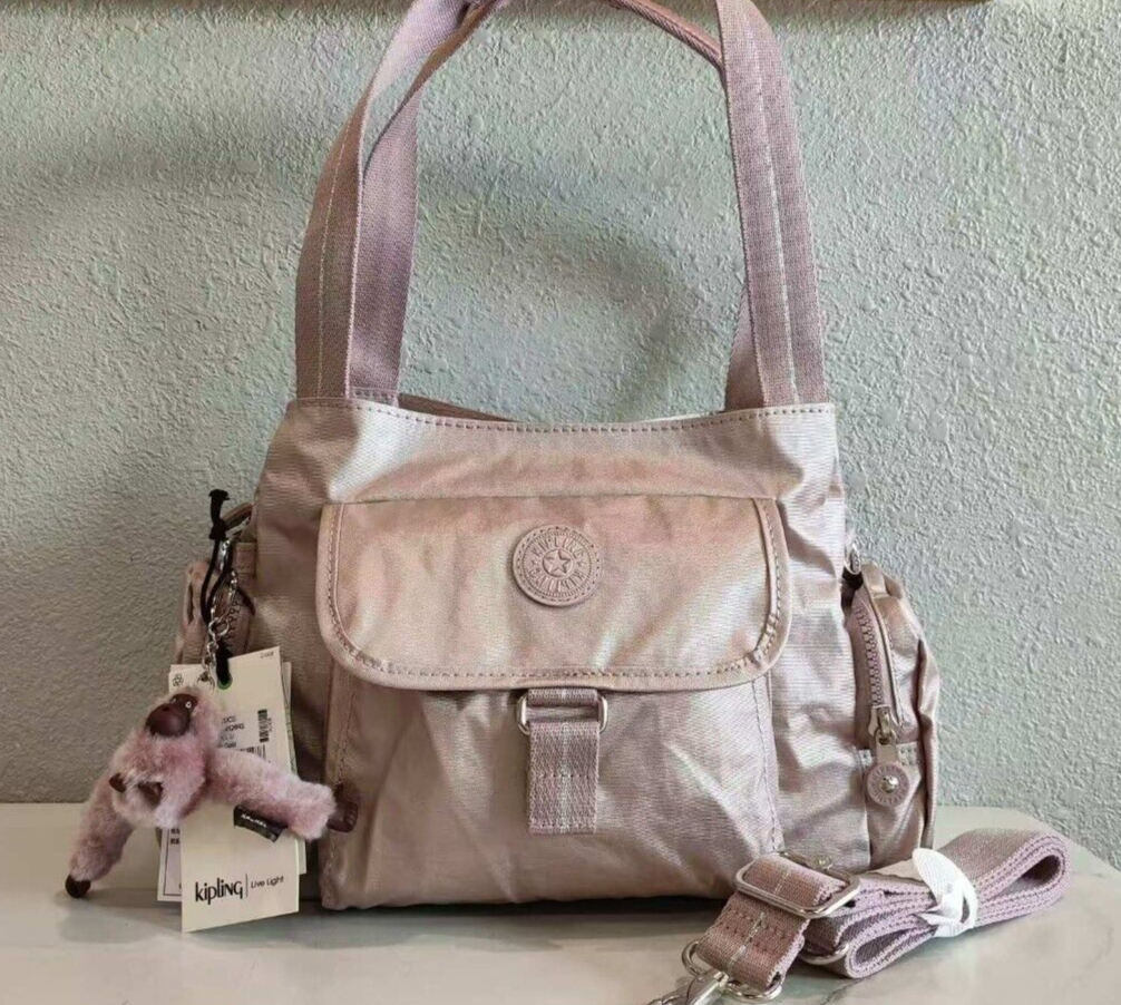 Kipling Fairfax Multiway Bag New With Tags Monkey ROSE METALLIC Handbag ...