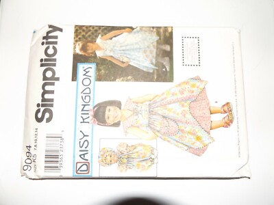 Uncut Simplicity 9094 Daisy Kingdom Girl's Dress & Doll Pattern 7, 8 ...