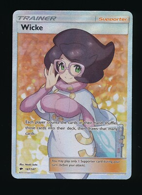 WICKE POKEMON 147/147 SM BURNING SHADOWS HOLO SUPPORTER FULL ART LP ...