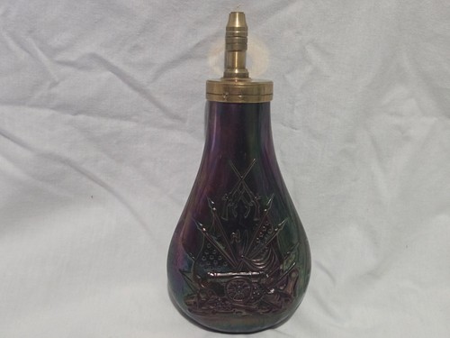 COPPER/BRASS CANNON, GUNS CROSSED ORNATE BLACK POWDER FLASK MADE IN ...