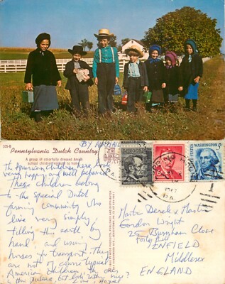s17217 Amish school children, Pennsylvania, USA postcard 1967 stamp ...