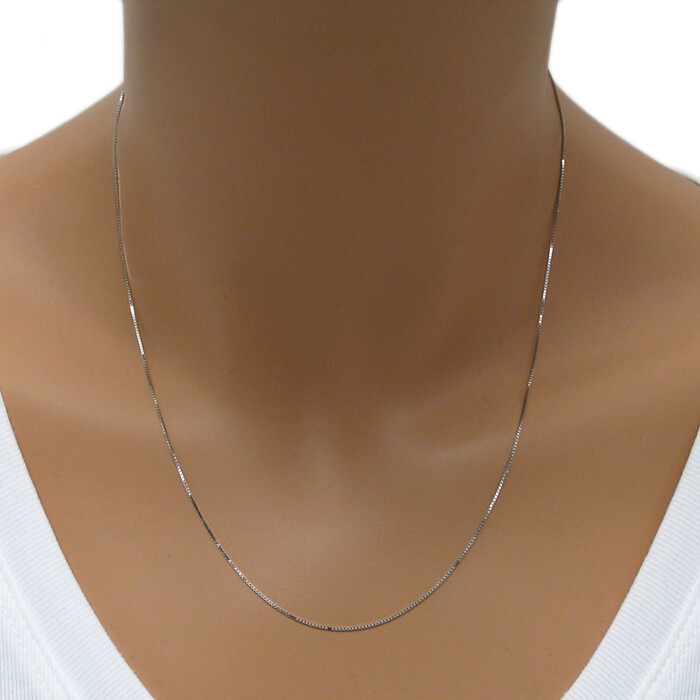 Guaranteed Genuine 10K White Gold Box Chain Necklace 0.6mm 16"-24" | eBay