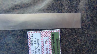 Sterling silver 925 sheet metal 1 x 6 inch 20 22 24 26 Gauge Half Hard ...