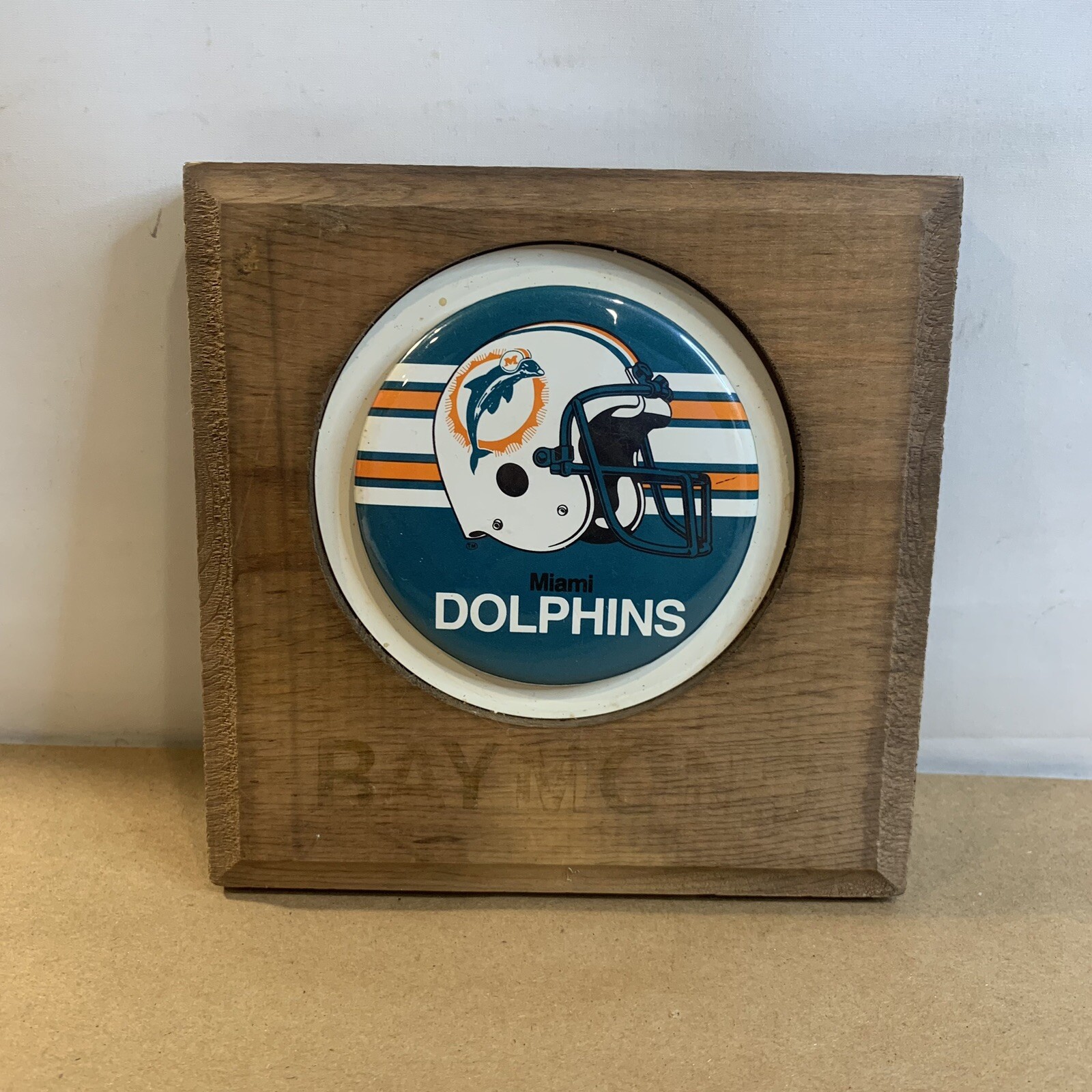 Miami Dolphins NFL Football Vintage Pin Button Pinback Wood Hanging ...