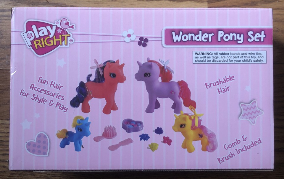 Play Right Wonder Pony Set 4-pk Plastic Horses Tall Little Pony Playset ...