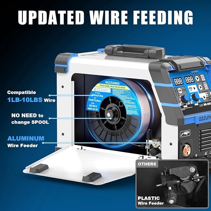 AZZUNO 4 in1 200A MIG Welder 110V/220V Gas Gasless MIG Welding Machine ...