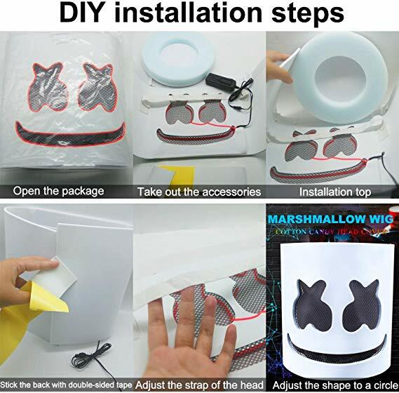 DJ MarshMello Smile Rainbow LED Mask EVA Foam Helmet EDC Halloween ...