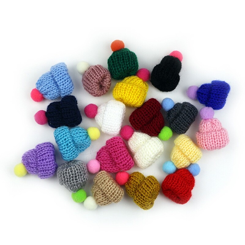 100 Pcs Hat Mini Finger Hat Brooch Making Christmas Knit Hat Ornaments ...