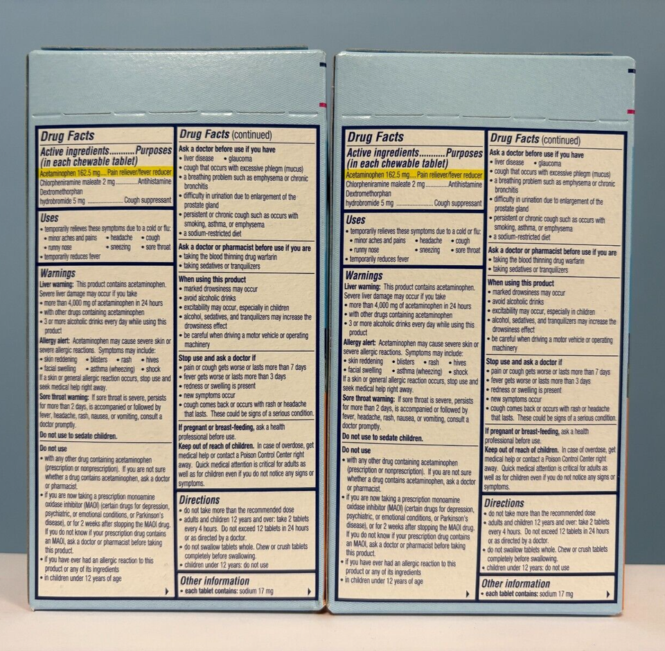 (2) Alka-Seltzer Plus Cold & Flu Fizzy Chews 24 Tablets Orange EXP 04/ ...