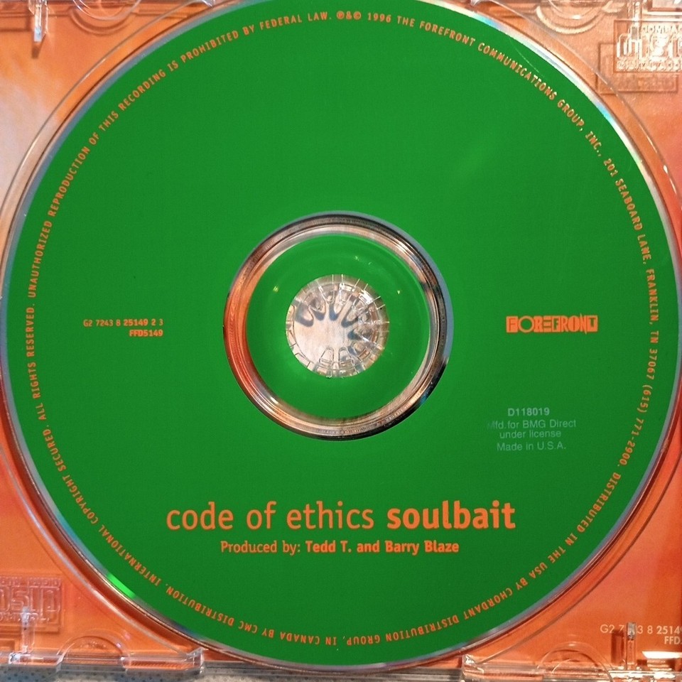 Code of Ethics - Soulbait (CD, 1996) ForeFront Records/BMG G2 7243 8 ...