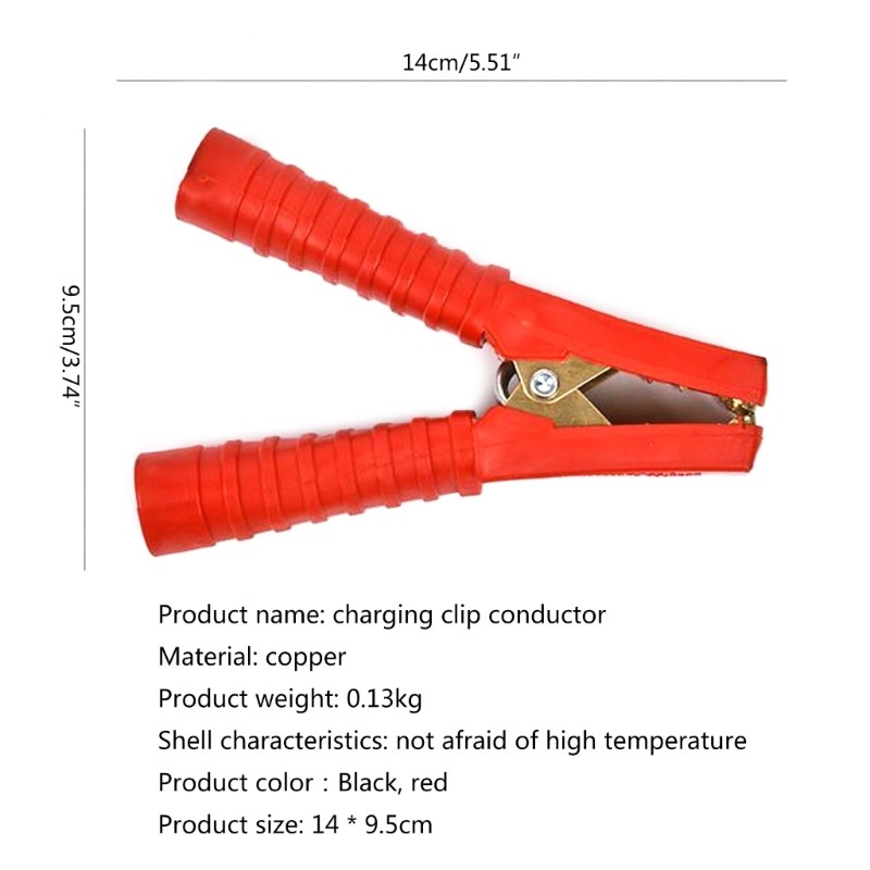 2PCS Car Alligator Clips Car Battery Clamp Copper Wire Clip 200A Red ...