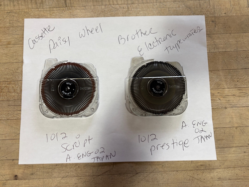 2 Brother Typewriter Cassette Daisy Wheel Script 1012 & Prestige 1012 A ...