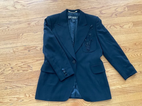 Escada Margaretha Ley Womens Beaded Musical Notes Embroidered Blazer 42 ...