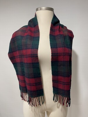 BRITISH HOME STORES BHS 100% LAMBSWOOL SCARF BURGUNDY GREEN NAVY | eBay