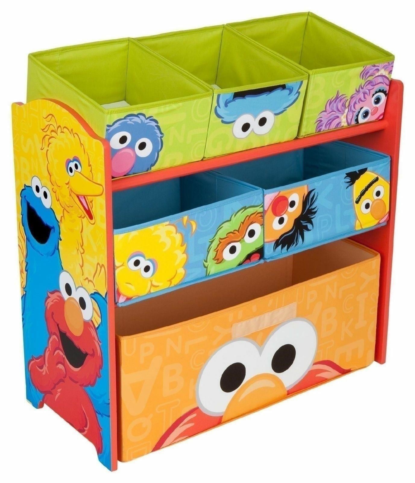 Sesame Street Elmo Toy Organizer Storage Bins Kids Playroom Box Chest ...