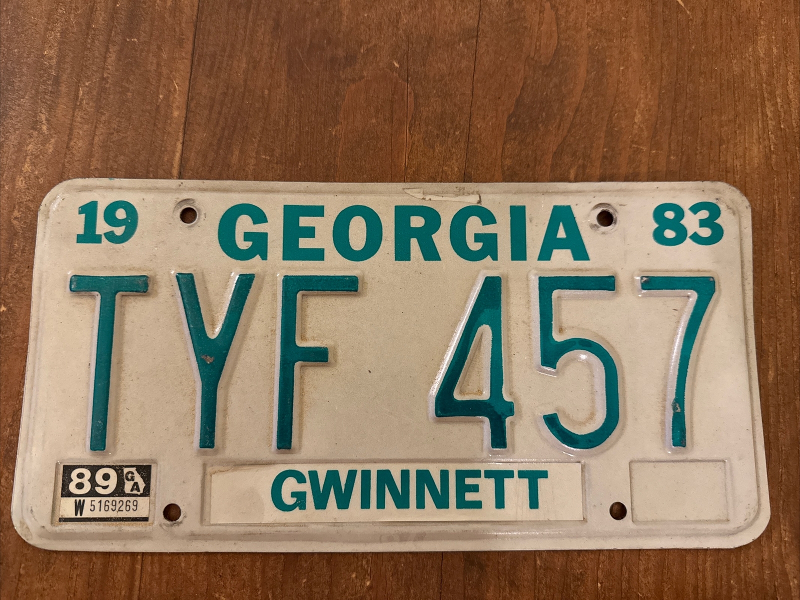 Single State Of Georgia License Plate 1983 Gwinnett County White/ Green ...