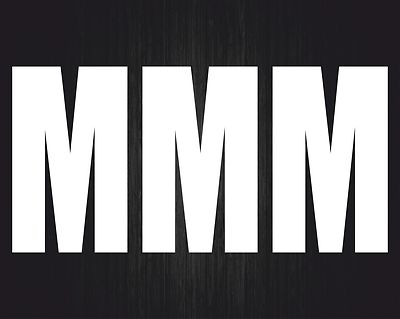 Set 3x sticker vinyl decal car bike door wheelie bin letter M white ...