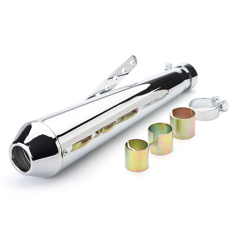 Universal Chrome Motorcycle Slip On Exhaust Removable Pipe | eBay