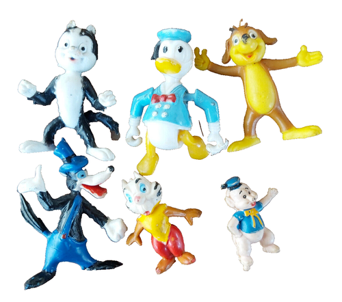 6 Walt Disney figurines vintage, 1969, Ed. Vaillant, Pif Gadget, Brab ...