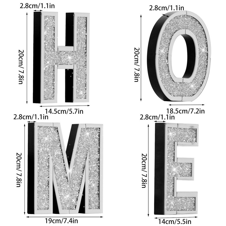 3D Bling LOVE HOME Letters Sign Crushed Crystal Diamond Home Office ...