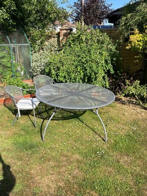 Metal Mesh Garden Table And 2 Chair Set, Used | eBay UK