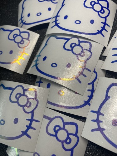 Hello Kitty Permanent Vinyl Decal Die-Cut Sticker Holographic Blue 3 ...