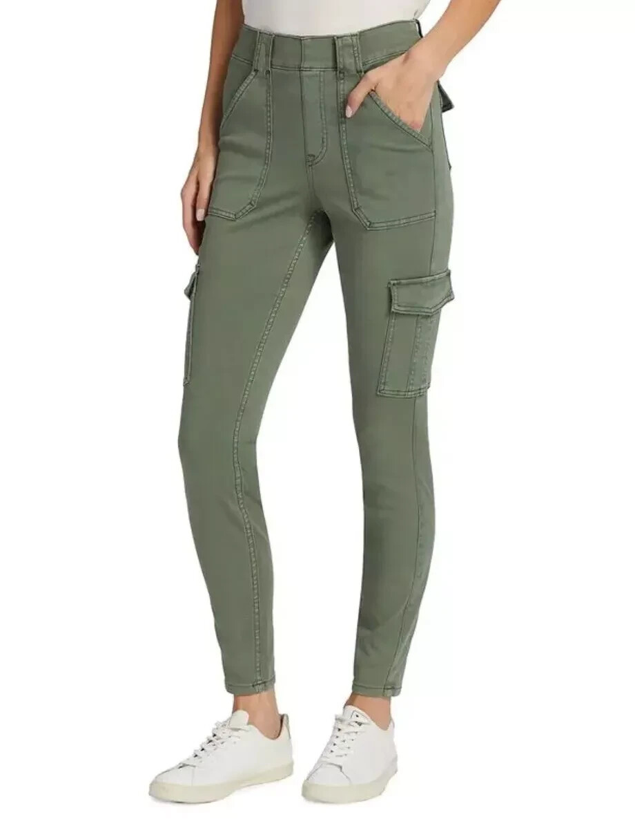 SPANX Ankle Cargo Pants Women's Med TALL Olive Green Stretch SPANX Ankle Cargo Pants Women's Med TALL Olive Green Stretch