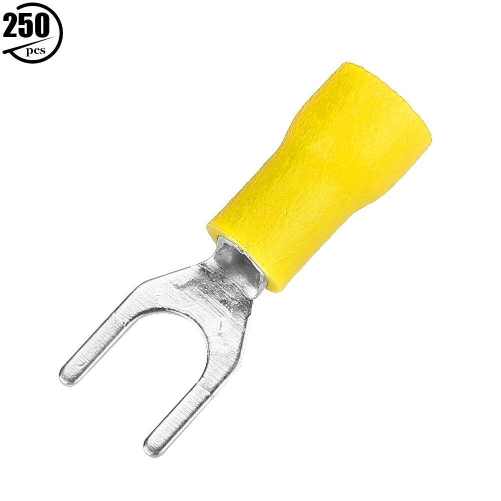 250pcs Insulated Electrical Wires Terminals Crimp Fork Connector Set ...