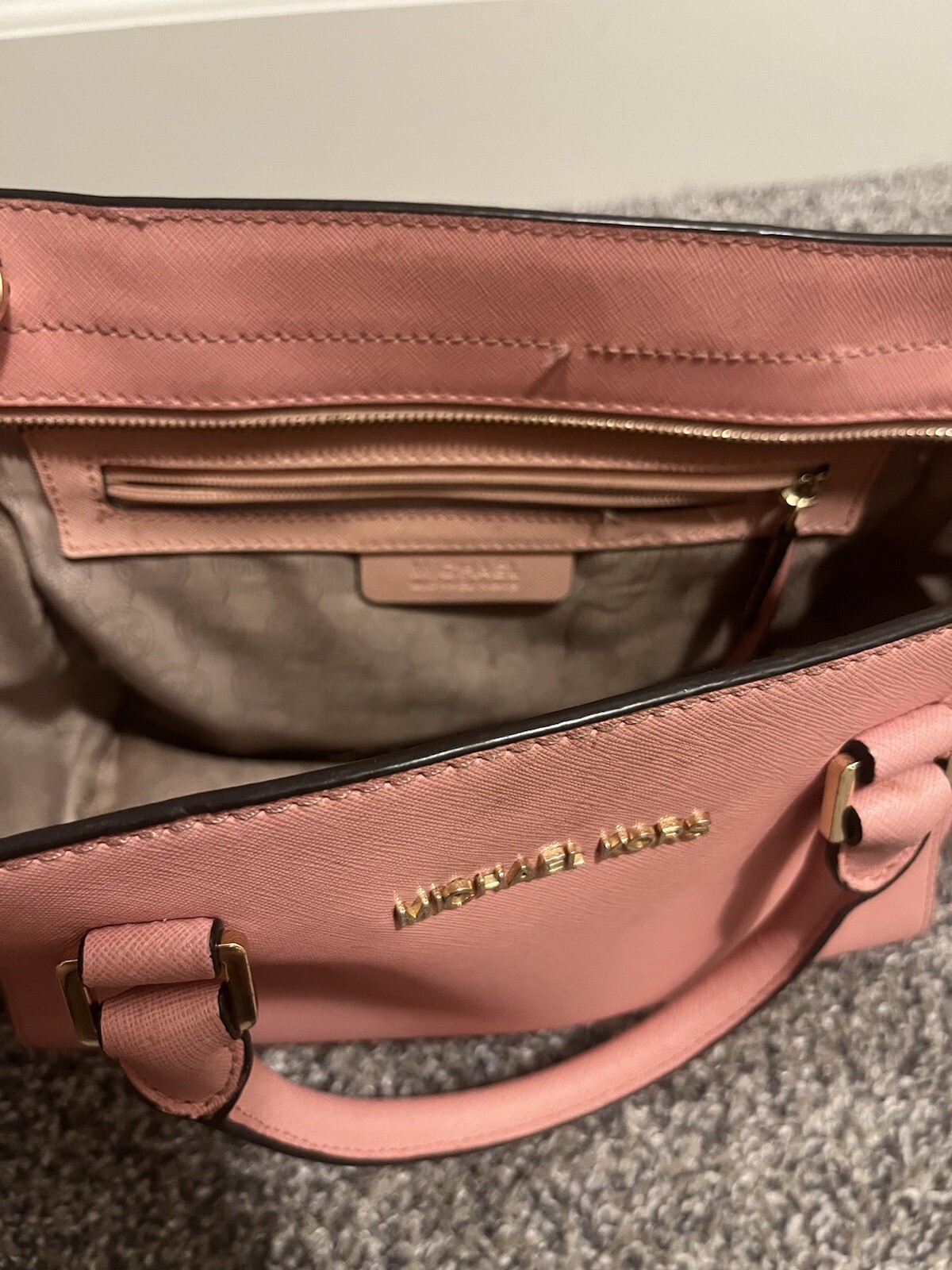 Michael Kors Selma Saffiano Leather Medium Misty Rose Handbag | eBay