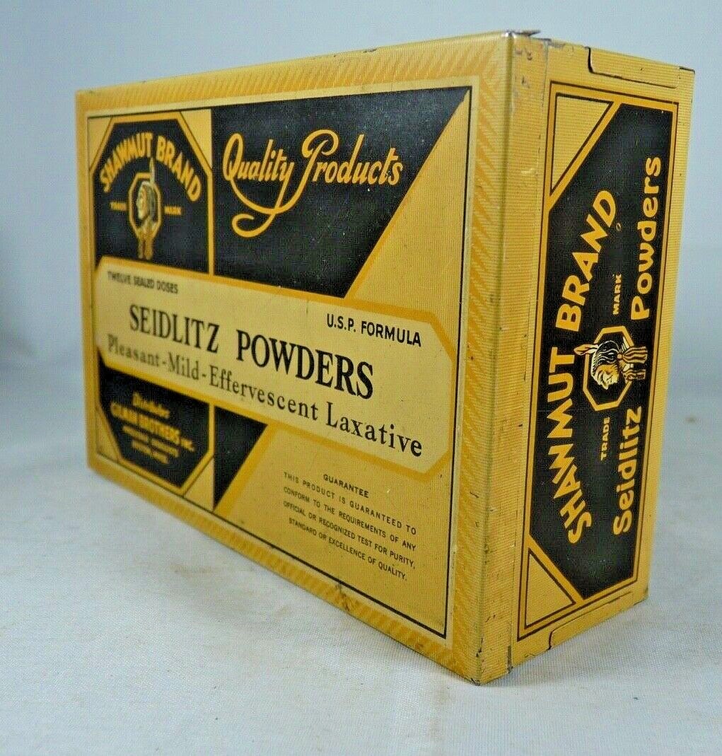 Vintage Shawmut Brand "SEIDLITZ POWDER" Sealed Doses Laxative Tin, VGC ...
