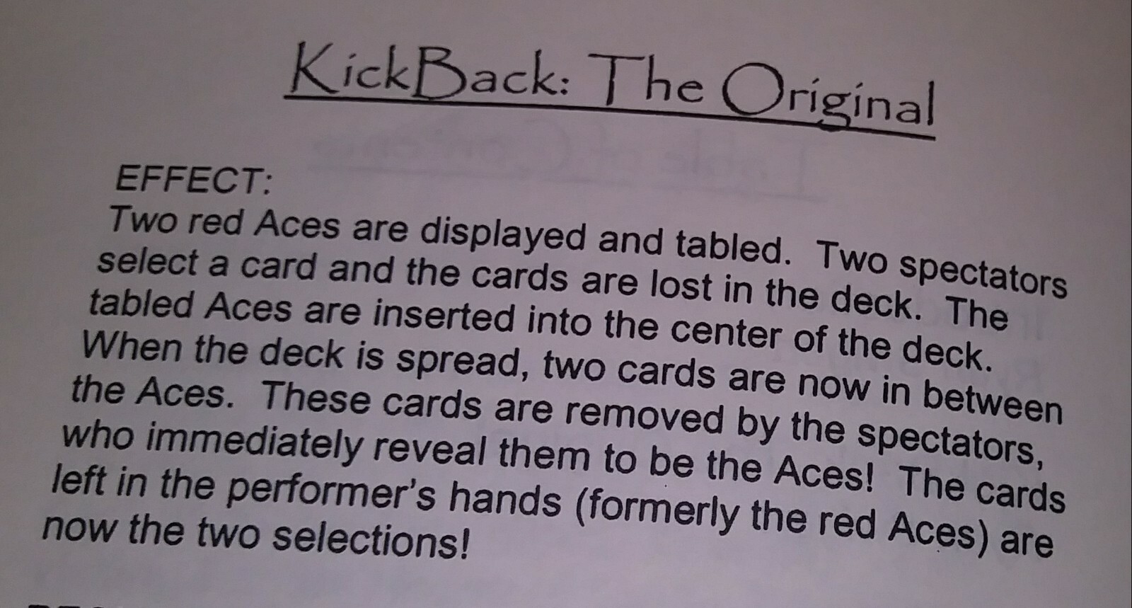DOUBLE FACE CARD MAGIC Lot Kickback Swigert Nelson Korn LeeAsher Mead ...