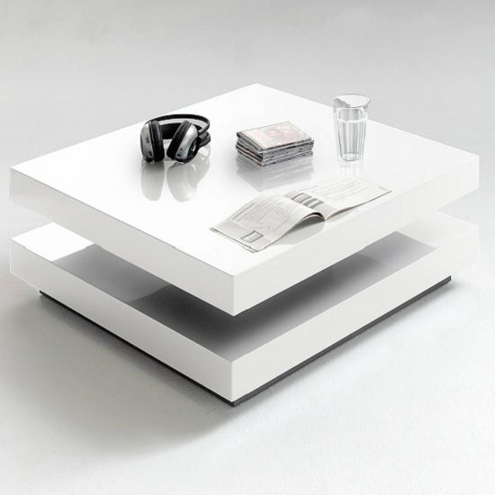 Hugo Rotating Square High Gloss Coffee Table In White | eBay UK