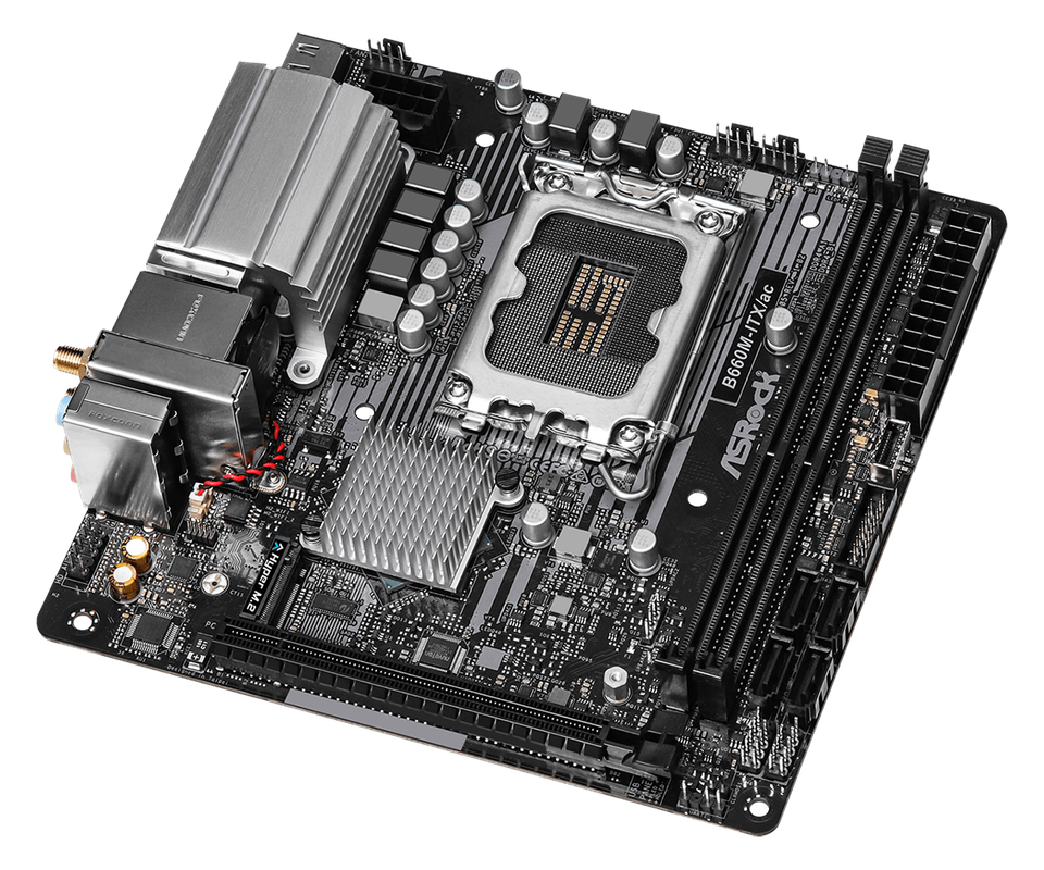 ASRock B660M-ITX/AC Motherboard, LGA 1700, WiFi 6, DDR4, Mini-ITX, PCIe ...