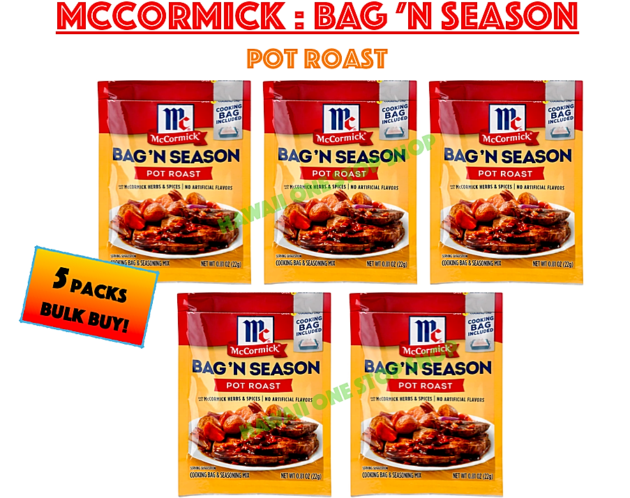 5 McCormick Bag 'n Season POT ROAST Seasoning Mix 5 packs BULK BUY NEW ...