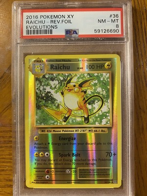 PSA 8 NM-MT- 2016 Evolutions Reverse Holo Raichu. | eBay