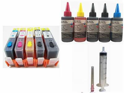 5Pk Refillable ink cartridge with chip HP 564XL Photosmart 7510 7515 ...