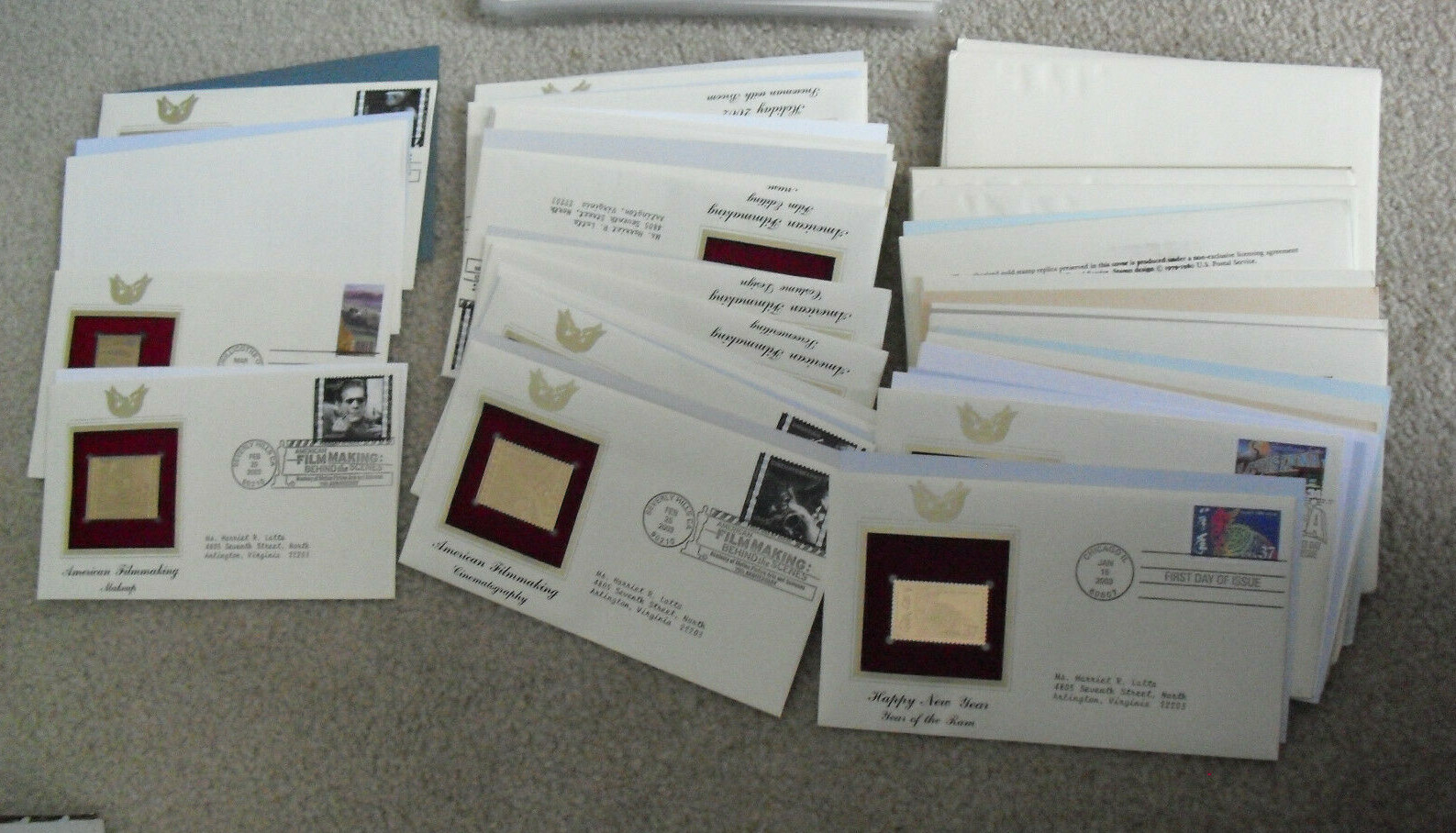 Lot of 28 USPS 24Kt Gold FDC Golden Replicas of United States Stamps w ...