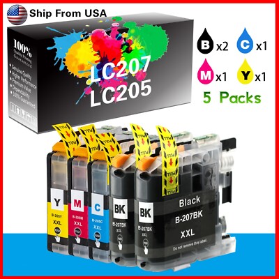5PK 207XXL LC205 Ink Cartridge Fit For MFC-J4320DW MFC-J4420DW MFC ...